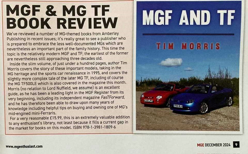 Chairman’s New Book – MGF & TF – MGCC South East Centre